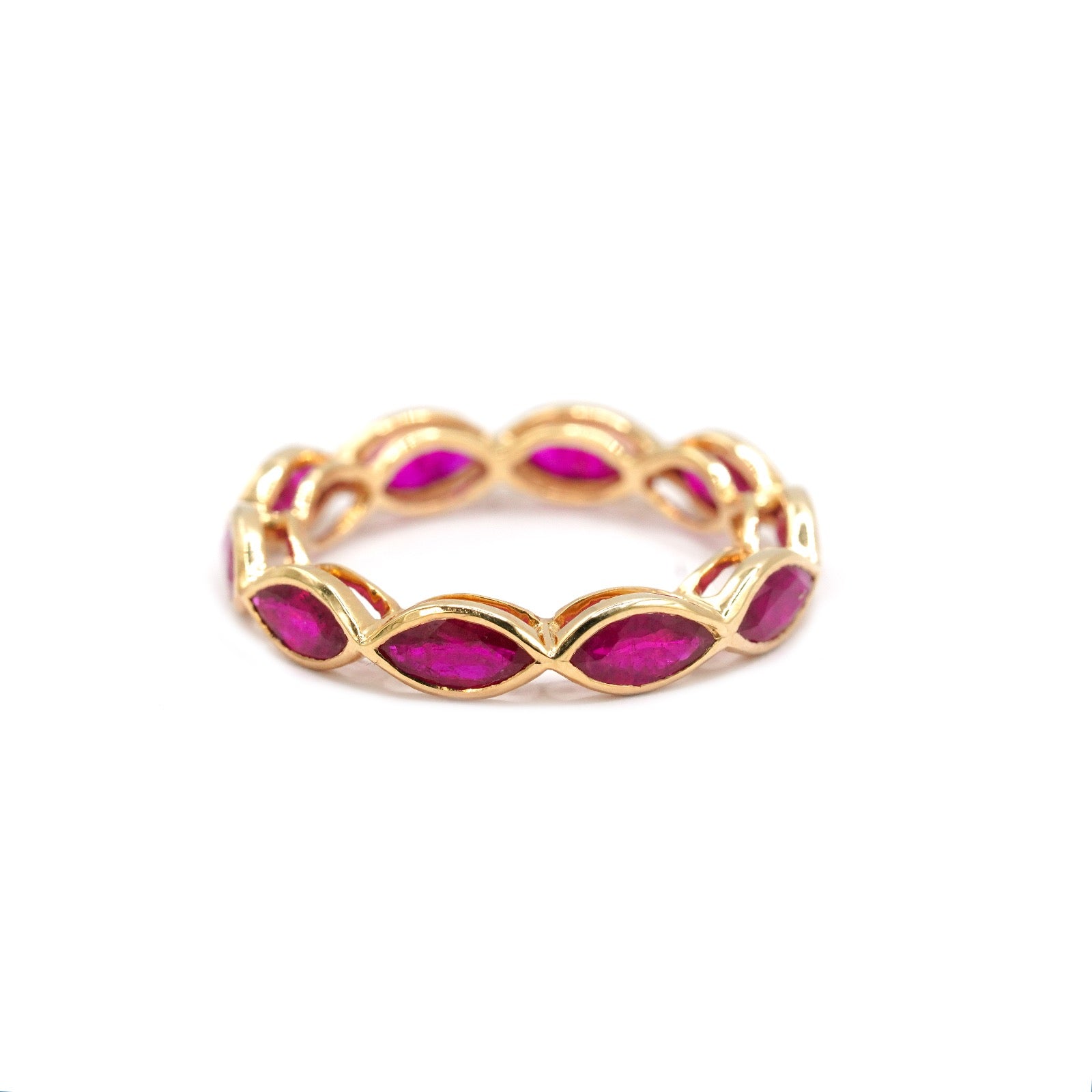 Ruby marquis bezel eternity ring. – Fabula Jewels