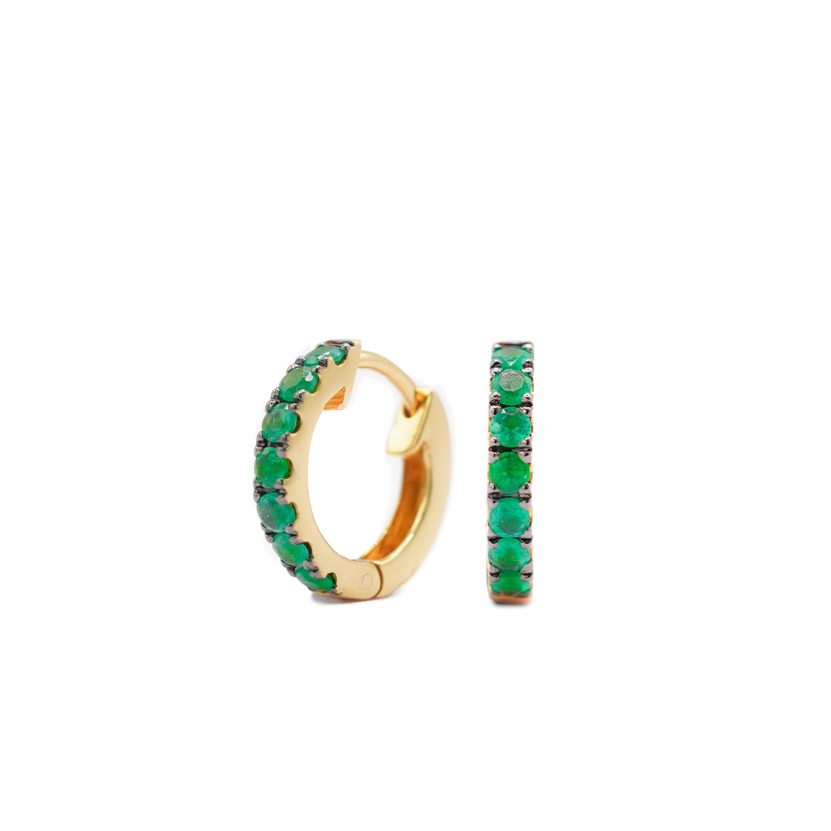 Emerald Huggies ‚Äì 18k Gold & 0.50 ct Emeralds | Elegant Hoop Earrings ...